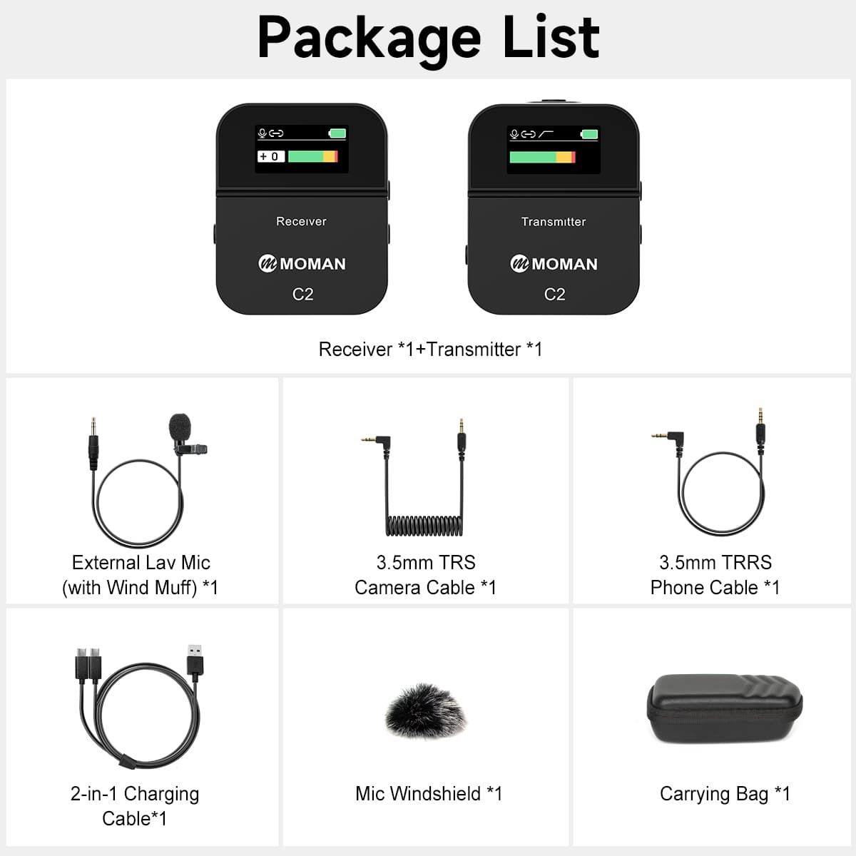 Wireless Microphone for Video Recording Moman C2 and C2X | Moman
