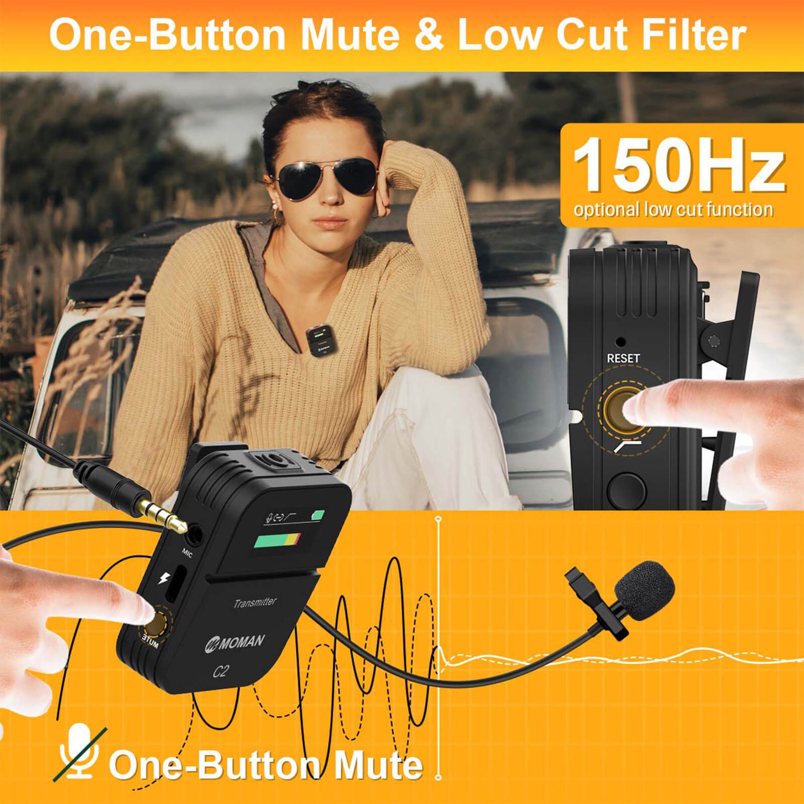 Wireless Microphone for Video Recording Moman C2 and C2X | Moman